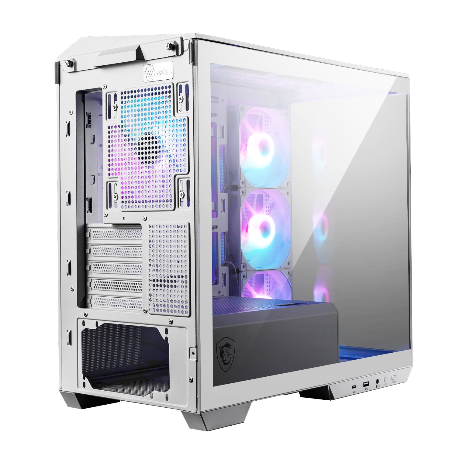 MSI MAG PANO M100R PZ M-ATX ARGB Gaming Chassis – White – Blu Dot SA